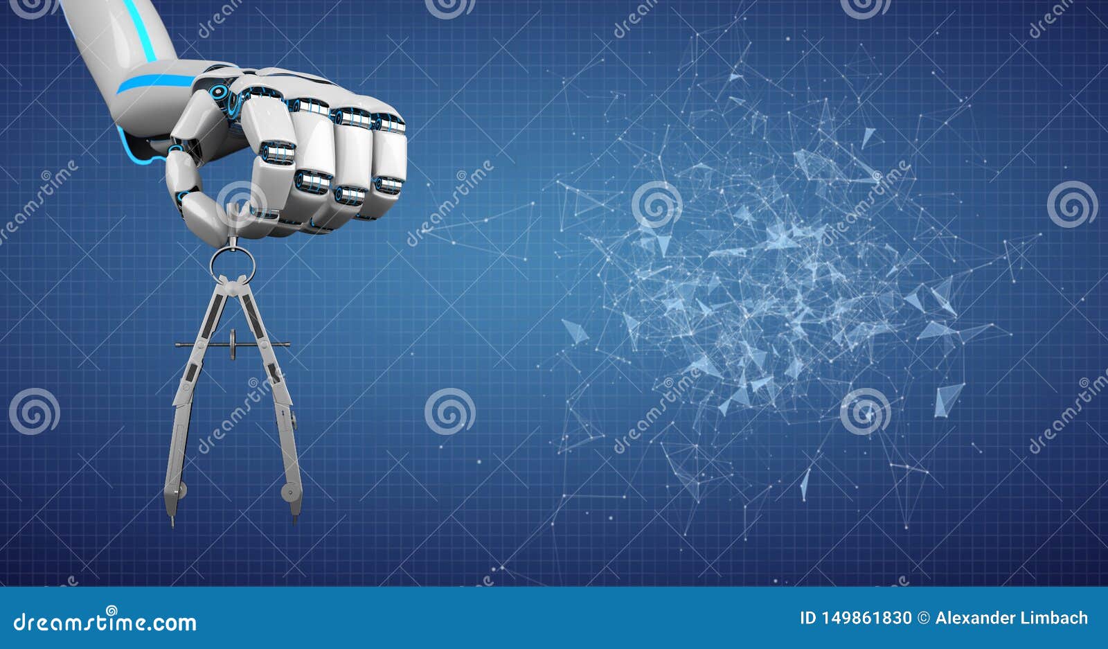 Humanoid Robot Hand Compass Blue Network Stock Illustration ...