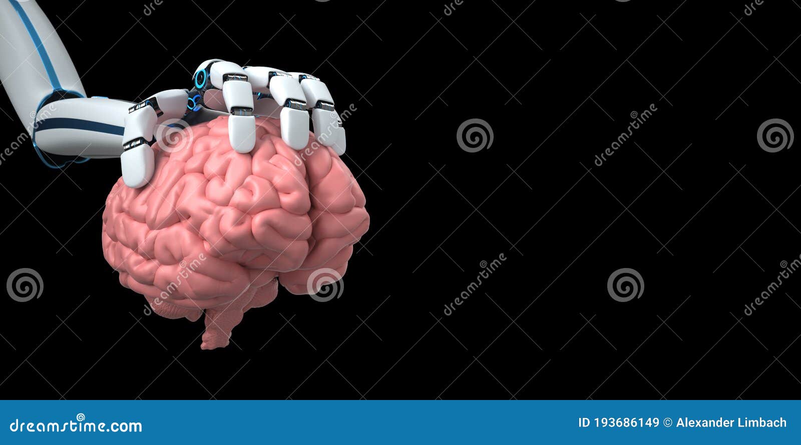 Humanoid Robot Hand Human Brain Stock Illustration - Illustration of ...