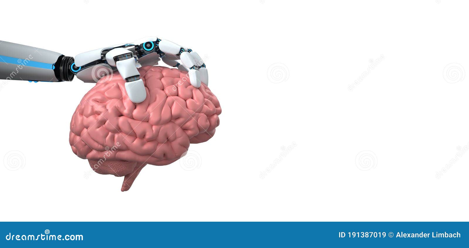 Humanoid Robot Hand Human Brain Stock Illustration - Illustration of ...