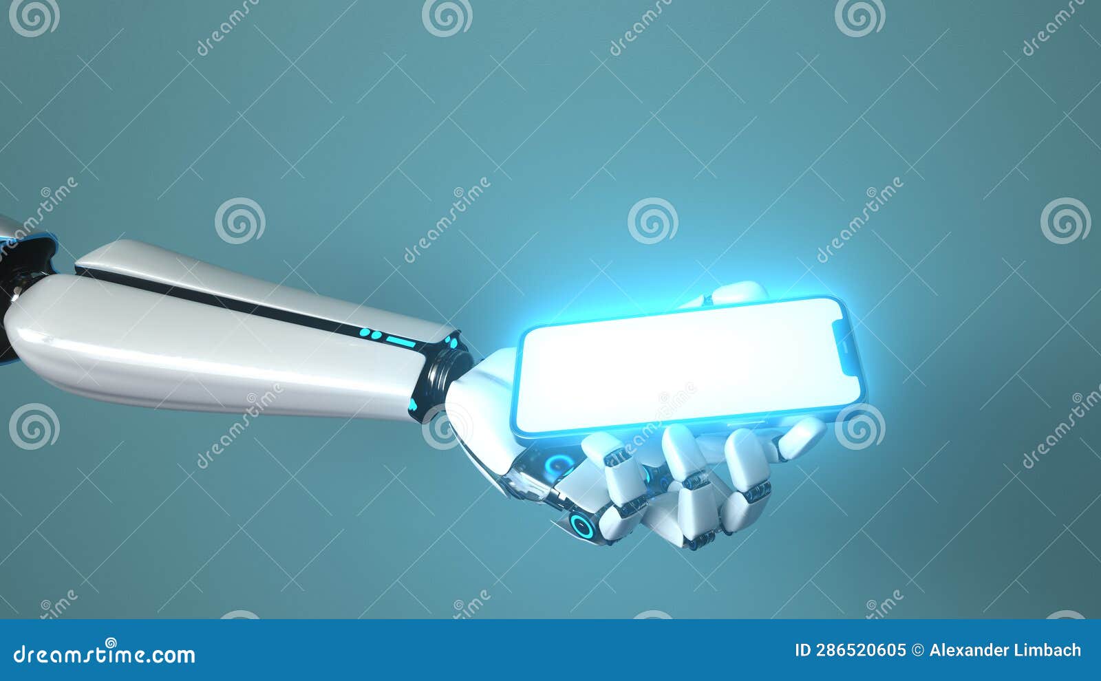 Humanoid Robot Hand Smartphone Stock Illustration - Illustration of ...