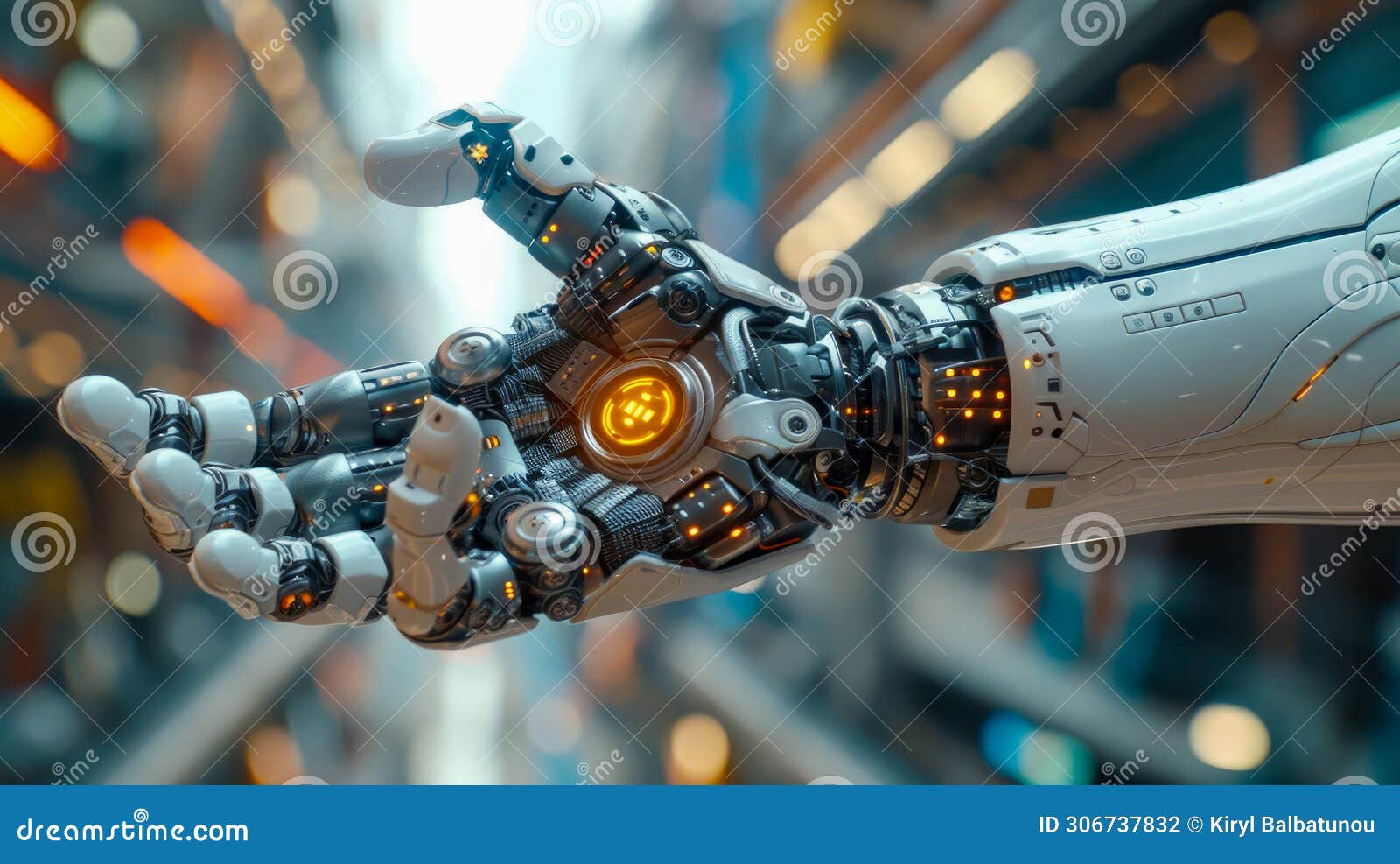Humanoid Robot Hand Touching Virtual Screen. Technology and Future ...
