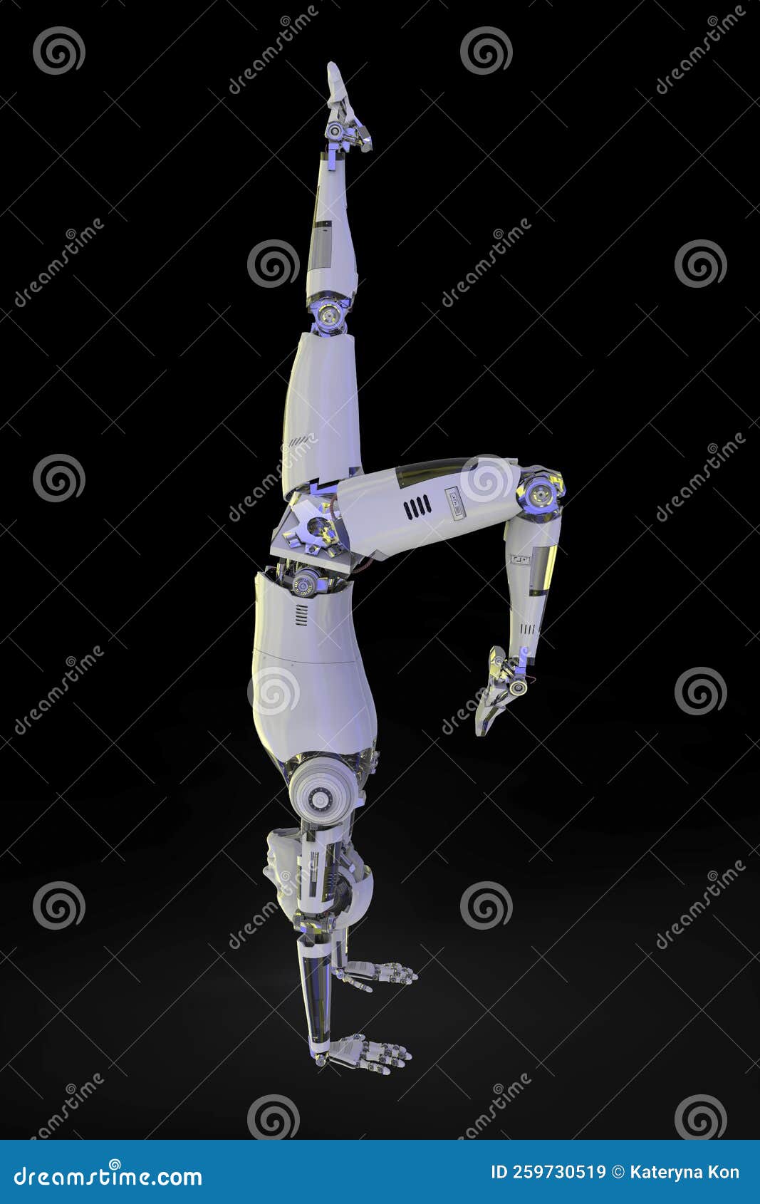 Humanoid Robot in Handstand Yoga Position, Illustration Stock ...