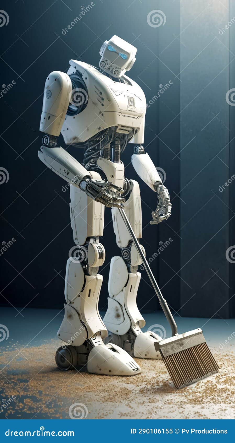 Humanoid Robot Holding a Broom for Cleaning, Generative AI. Stock Image ...
