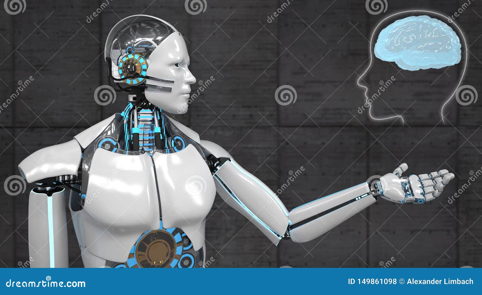Humanoid Robot Human Brain stock illustration. Illustration of online ...