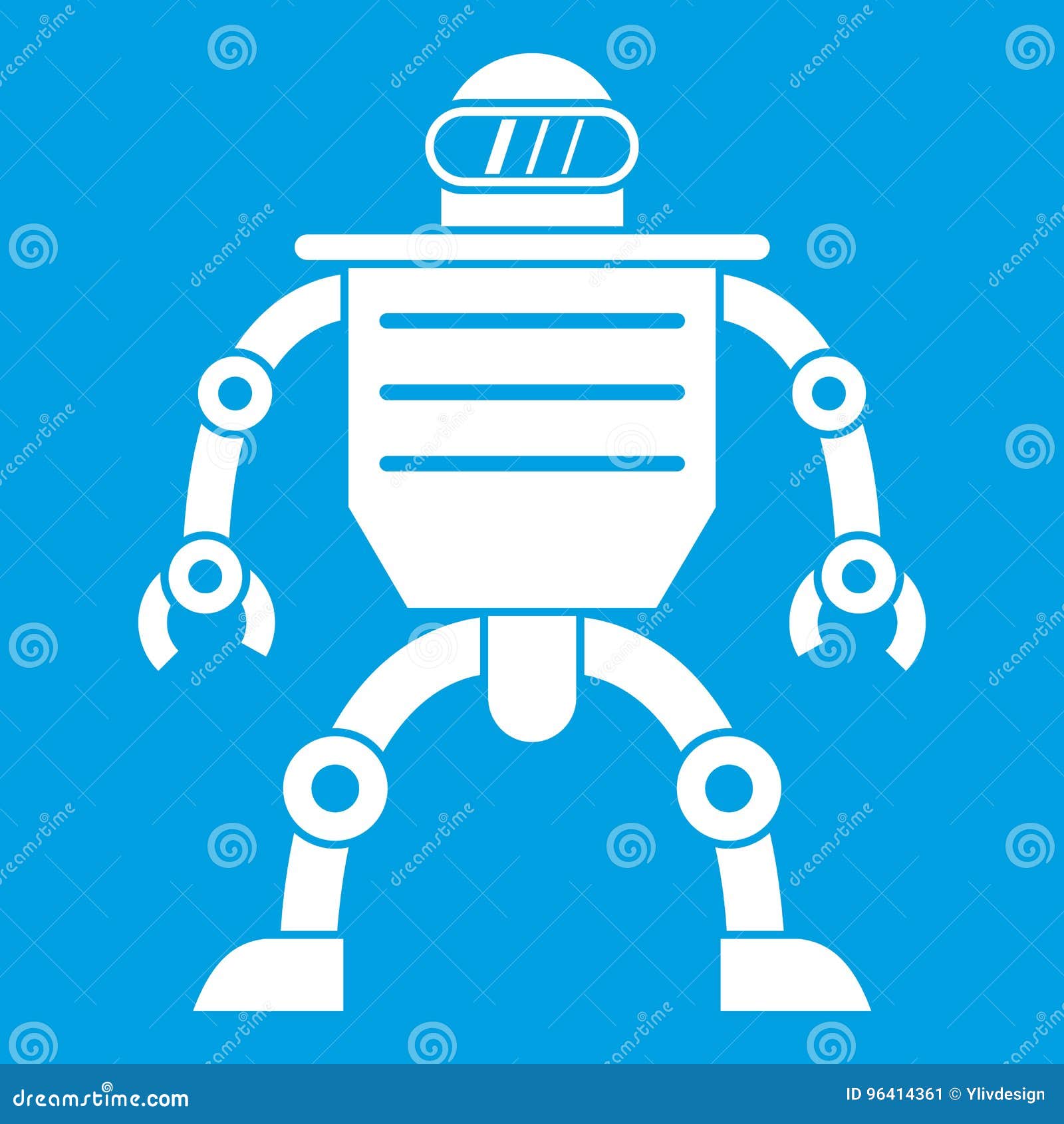 Humanoid robot icon white stock vector. Illustration of blue - 96414361