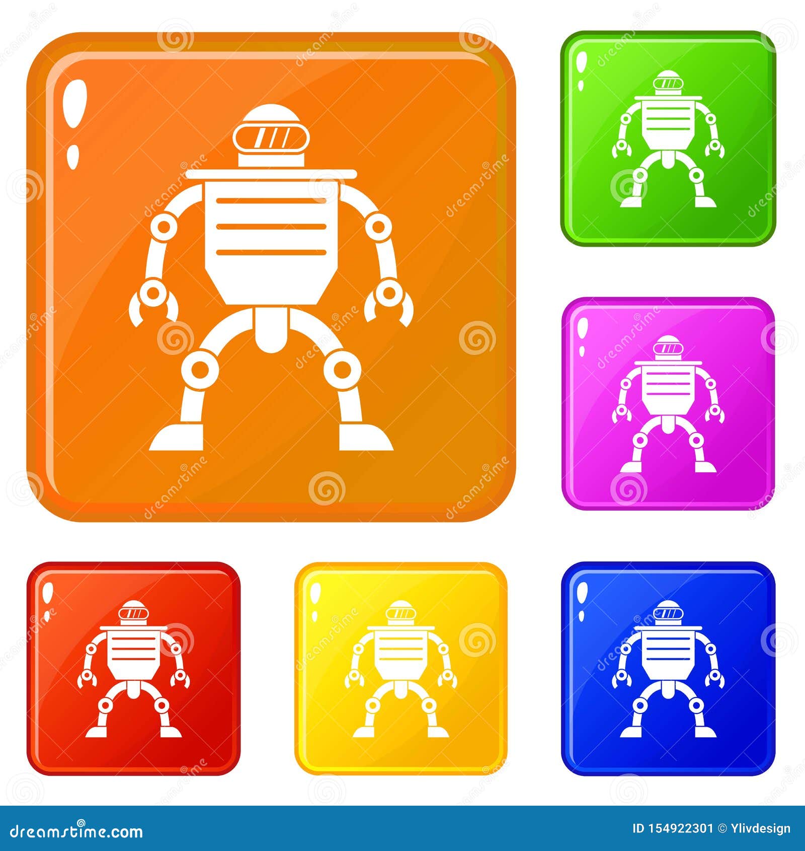 Humanoid Robot Icons Set Vector Color Stock Vector - Illustration of ...