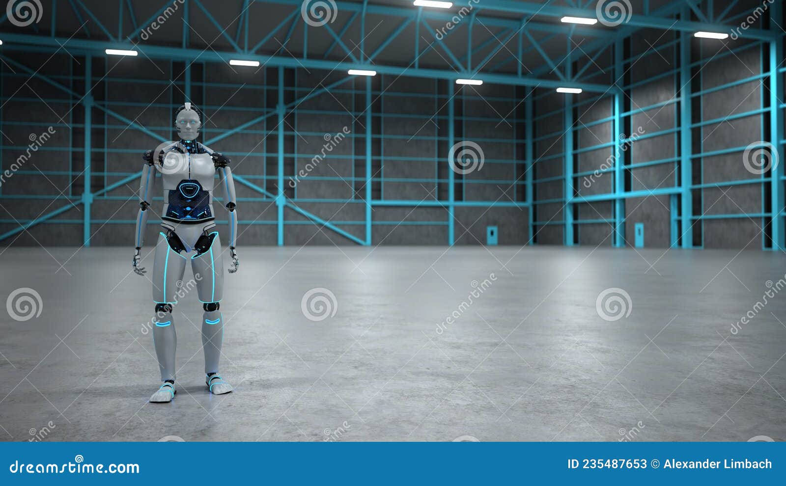Humanoid Robot Industry Hall Stock Image - Image of industry, tech ...