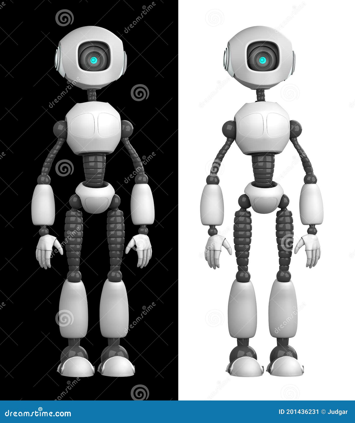 A Humanoid Robot Isolated on Black and White Background. Future Concept ...