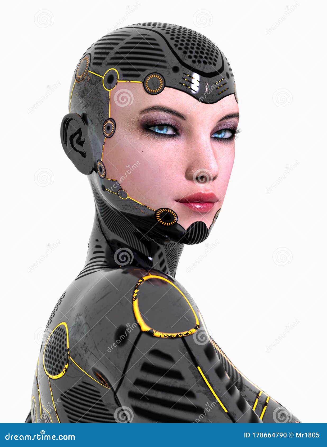 Humanoid Robot Isolated on White Background Stock Illustration ...