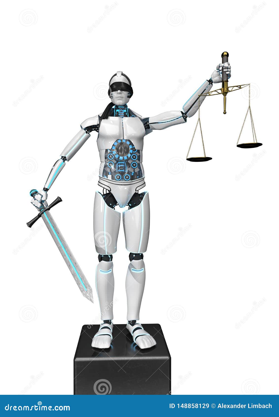 Humanoid Robot Justitia stock illustration. Illustration of equality ...