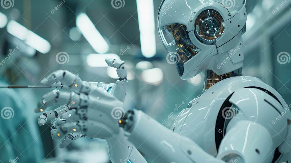 A Humanoid Robot in a Lab Setting. Stock Image - Image of robot ...