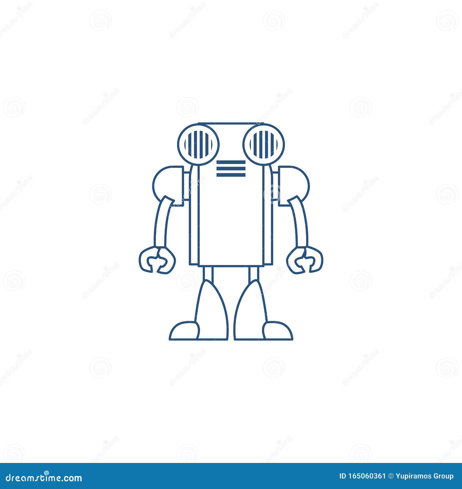 Humanoid Robot Line Style Icon Stock Vector - Illustration of ...