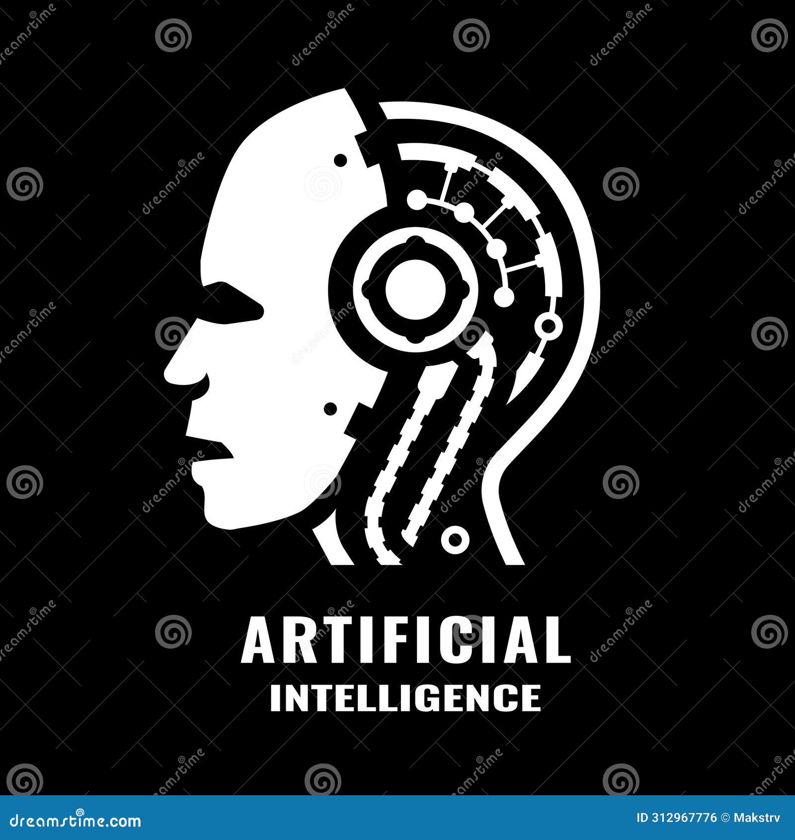 Humanoid Robot, Logo, Symbol on a Dark Background. Stock Vector ...