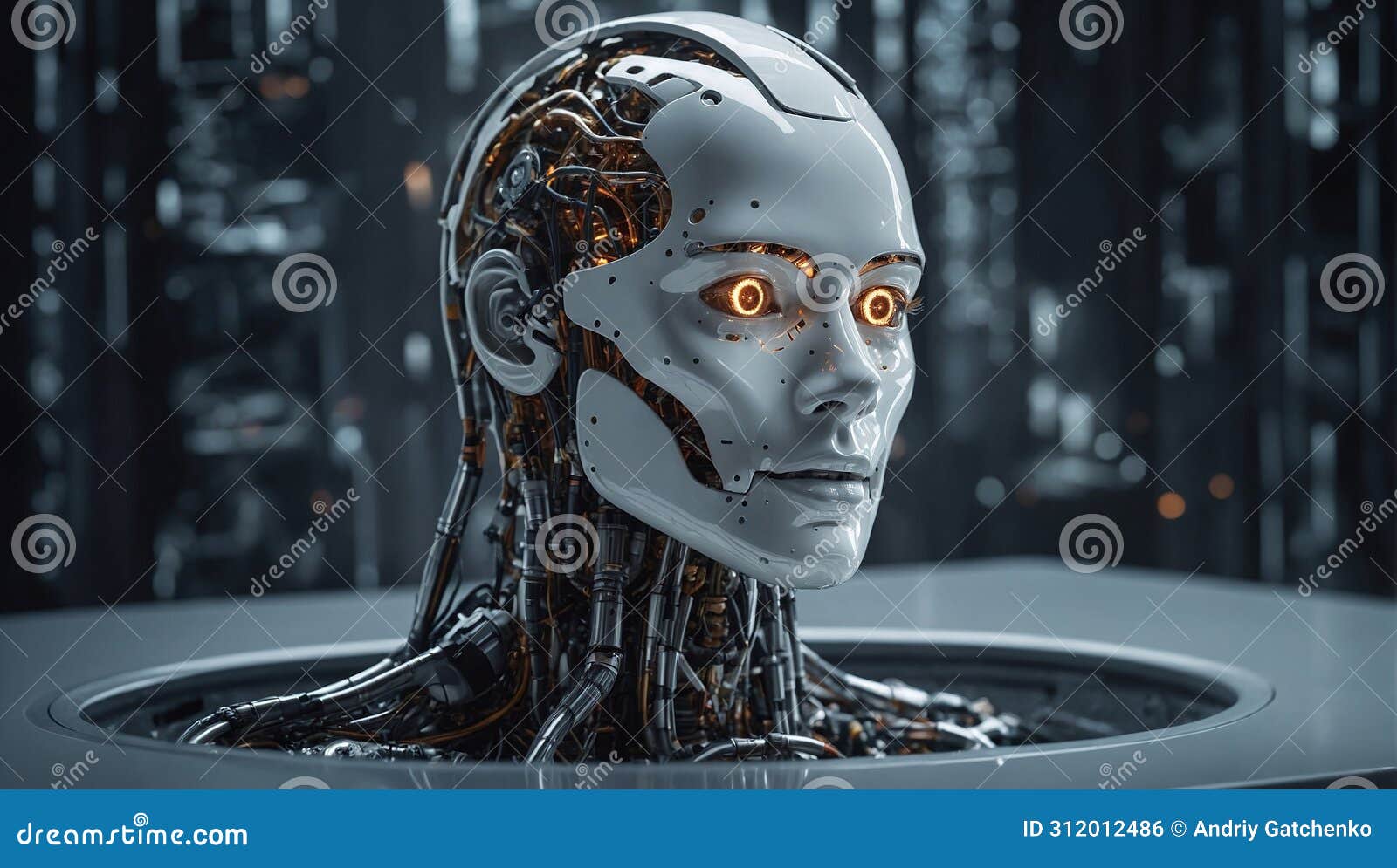 Humanoid Robot Looks Out of a Round Hole Where it Performs Dangerous ...