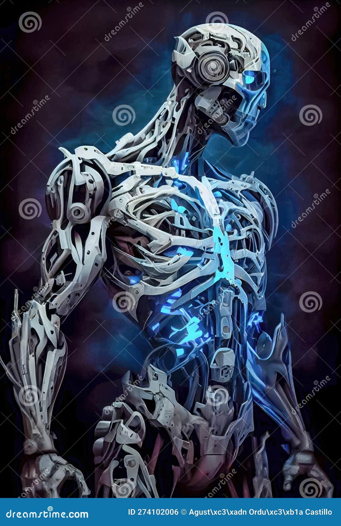 Humanoid Robot with Luminescent Organs. Ia Generative. Stock ...