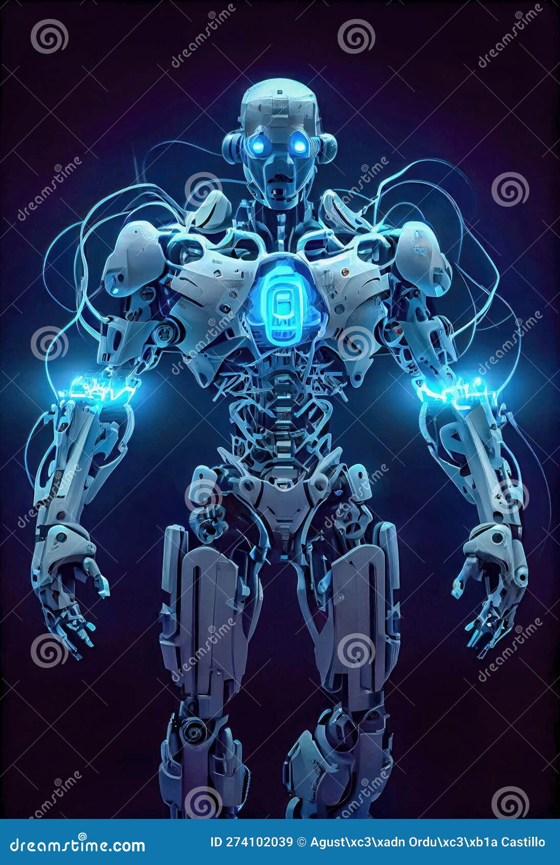 Humanoid Robot with Luminescent Organs. Ia Generative. Stock ...