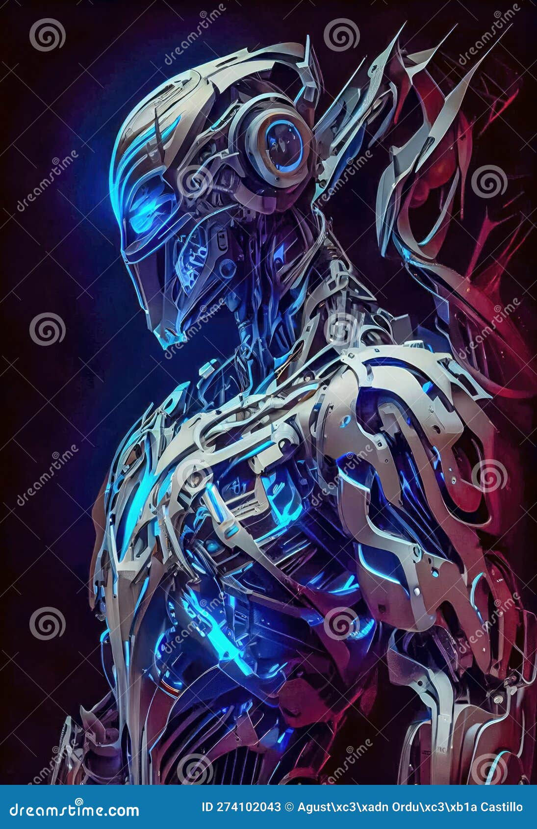Humanoid Robot with Luminescent Organs. Ia Generative. Stock Image ...