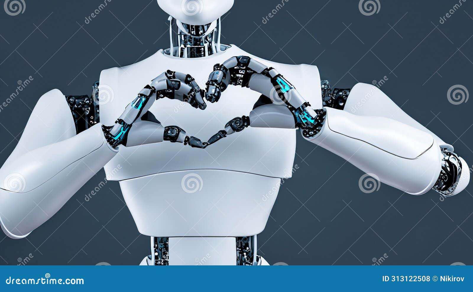 Humanoid Robot Making a Heart Symbol with His Hands Generated Image ...