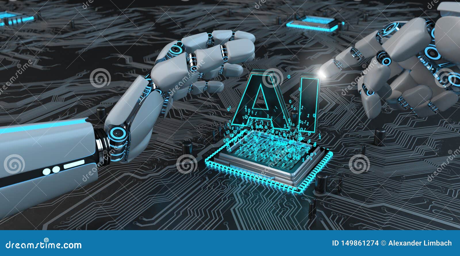 Humanoid Robot Microchip AI Stock Illustration - Illustration of ...