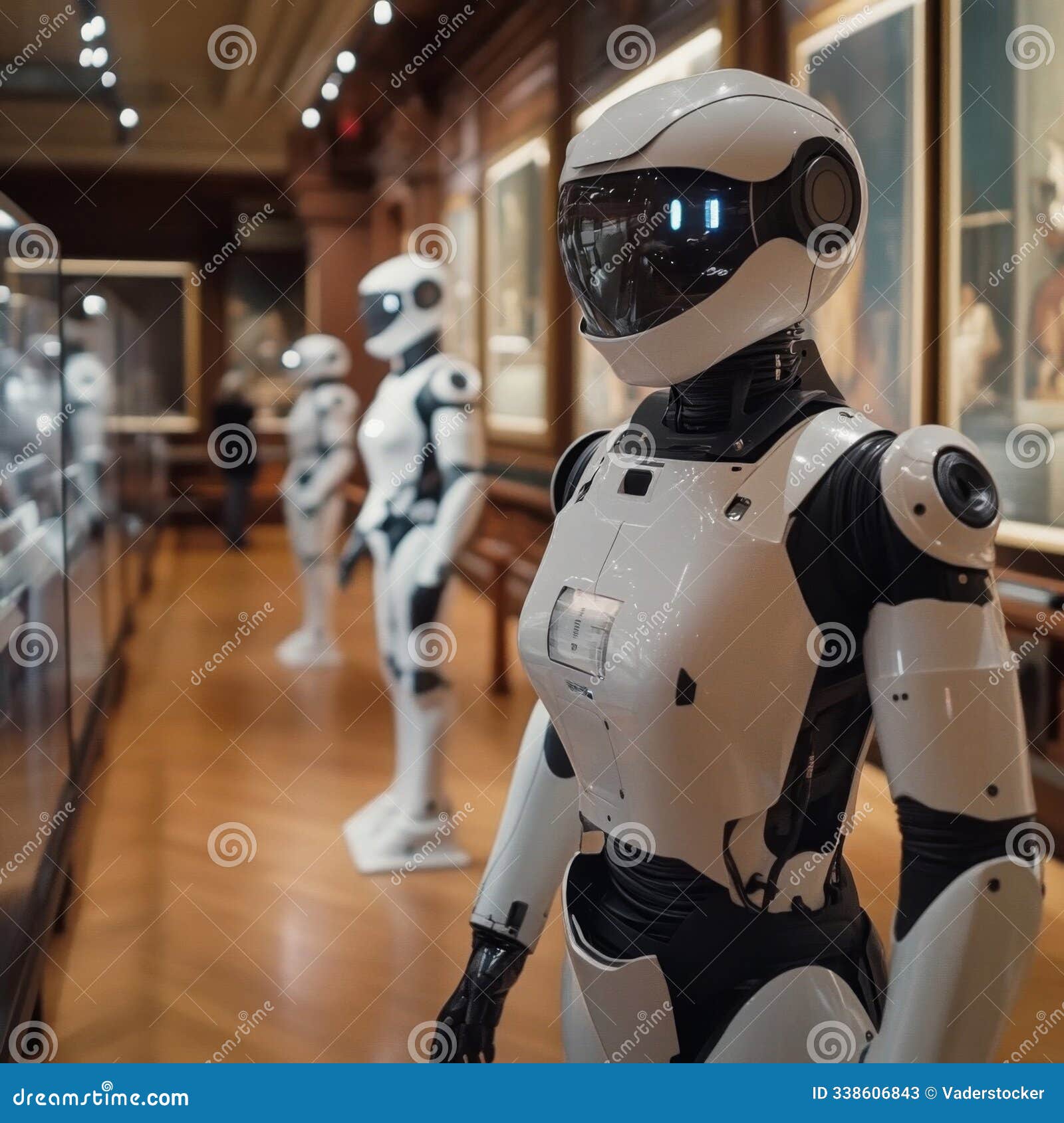 A Humanoid Robot in a Museum Setting, Alongside Other Robots Stock ...