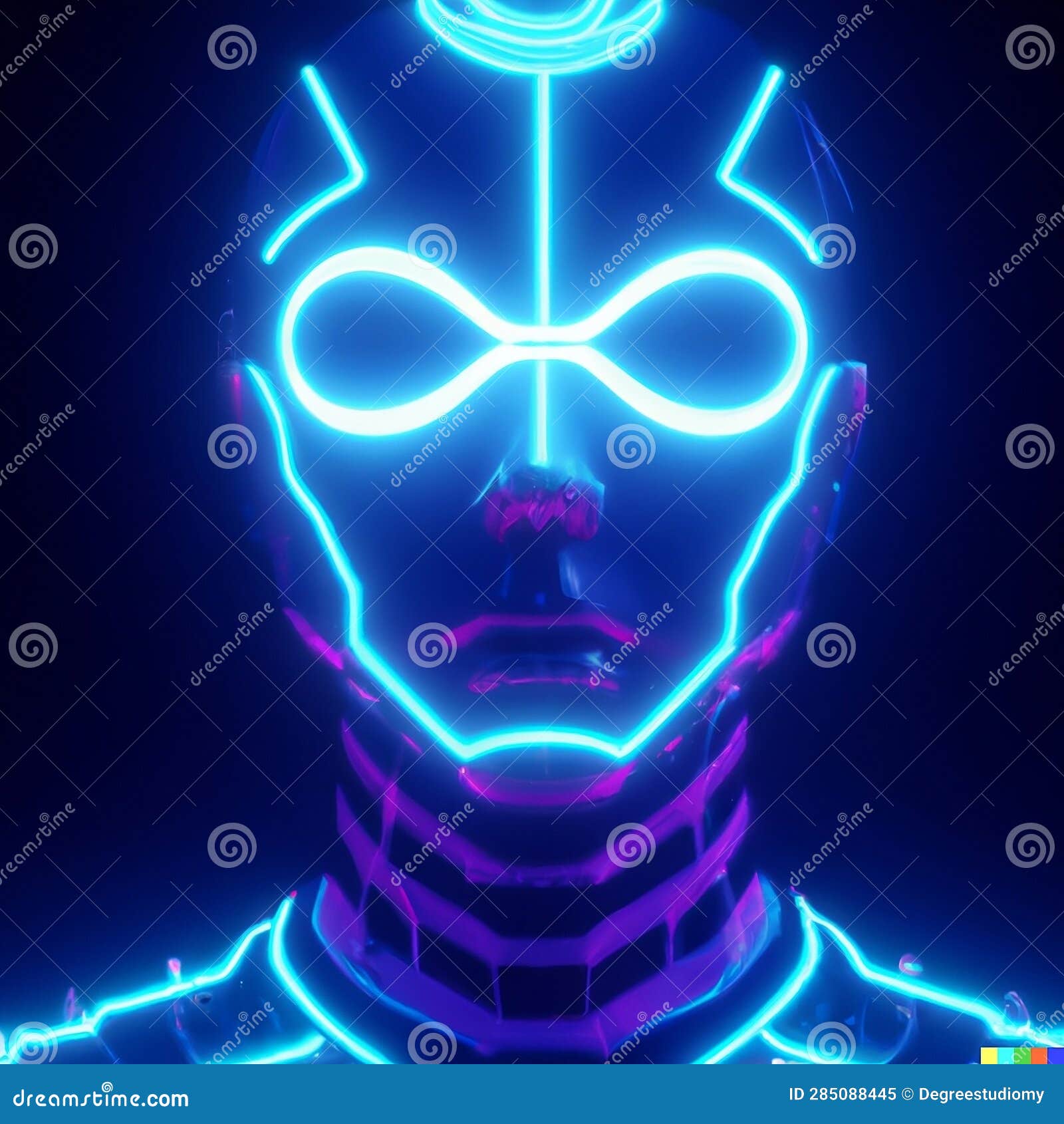 Humanoid Robot with Neon Color. Future Technology. Generative Ai. Ai ...