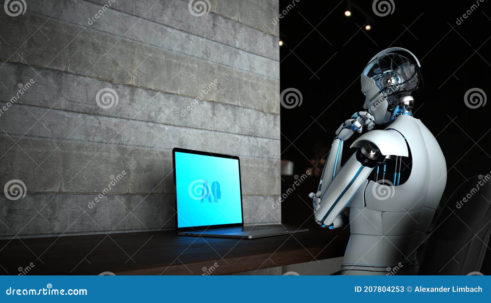 Humanoid Robot Notebook AI stock illustration. Illustration of notebook ...