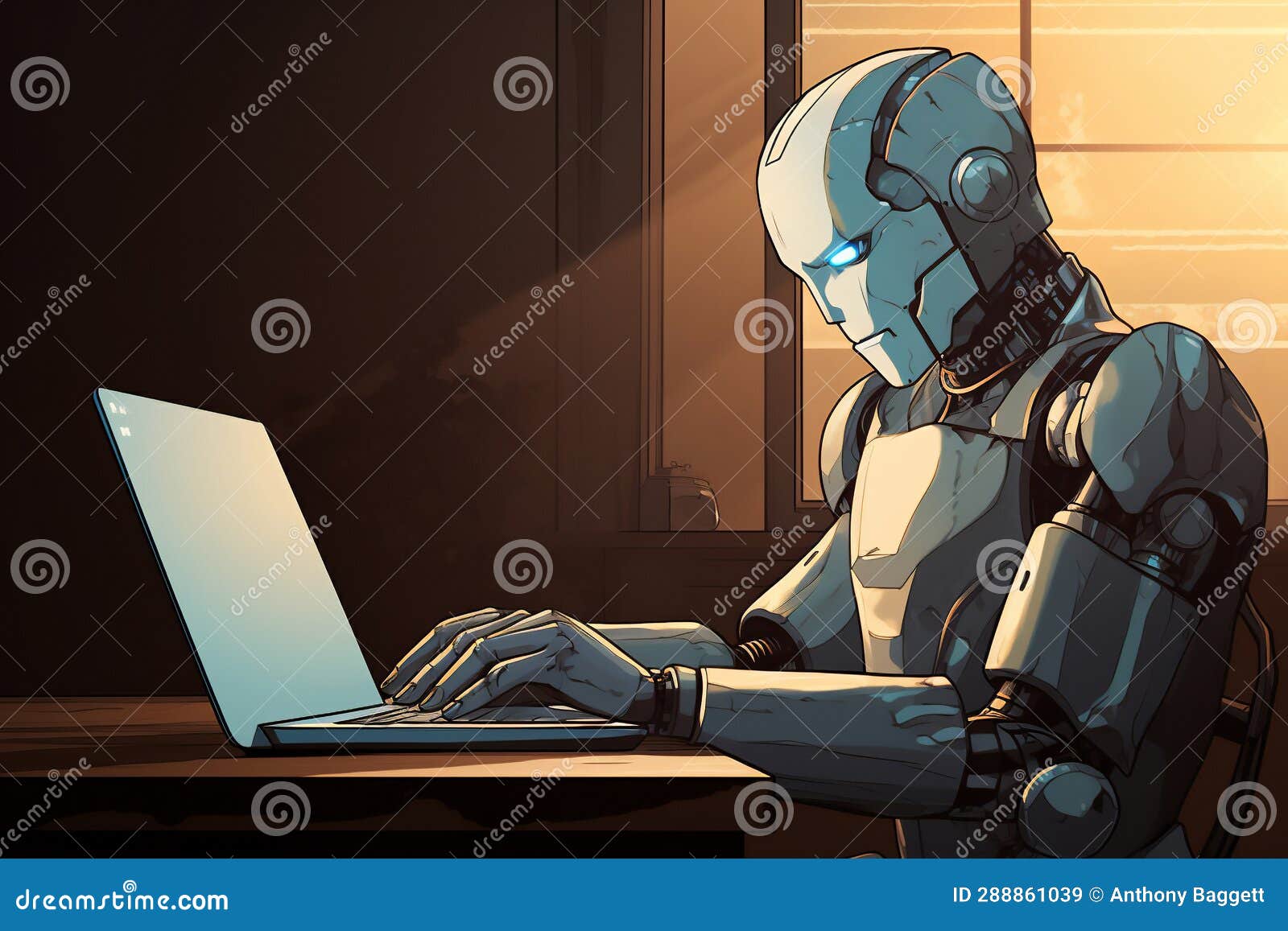 Robot Office Workers People Humanoids Handshake. Vector Illustration ...