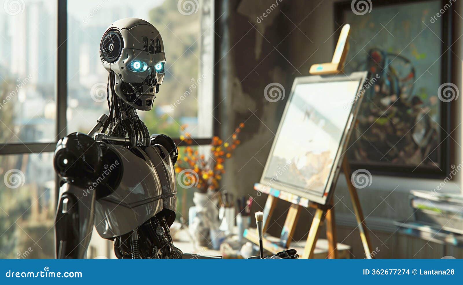 AI Robot Paints Picture At Home, Humanoid Robot Creating As Artist ...