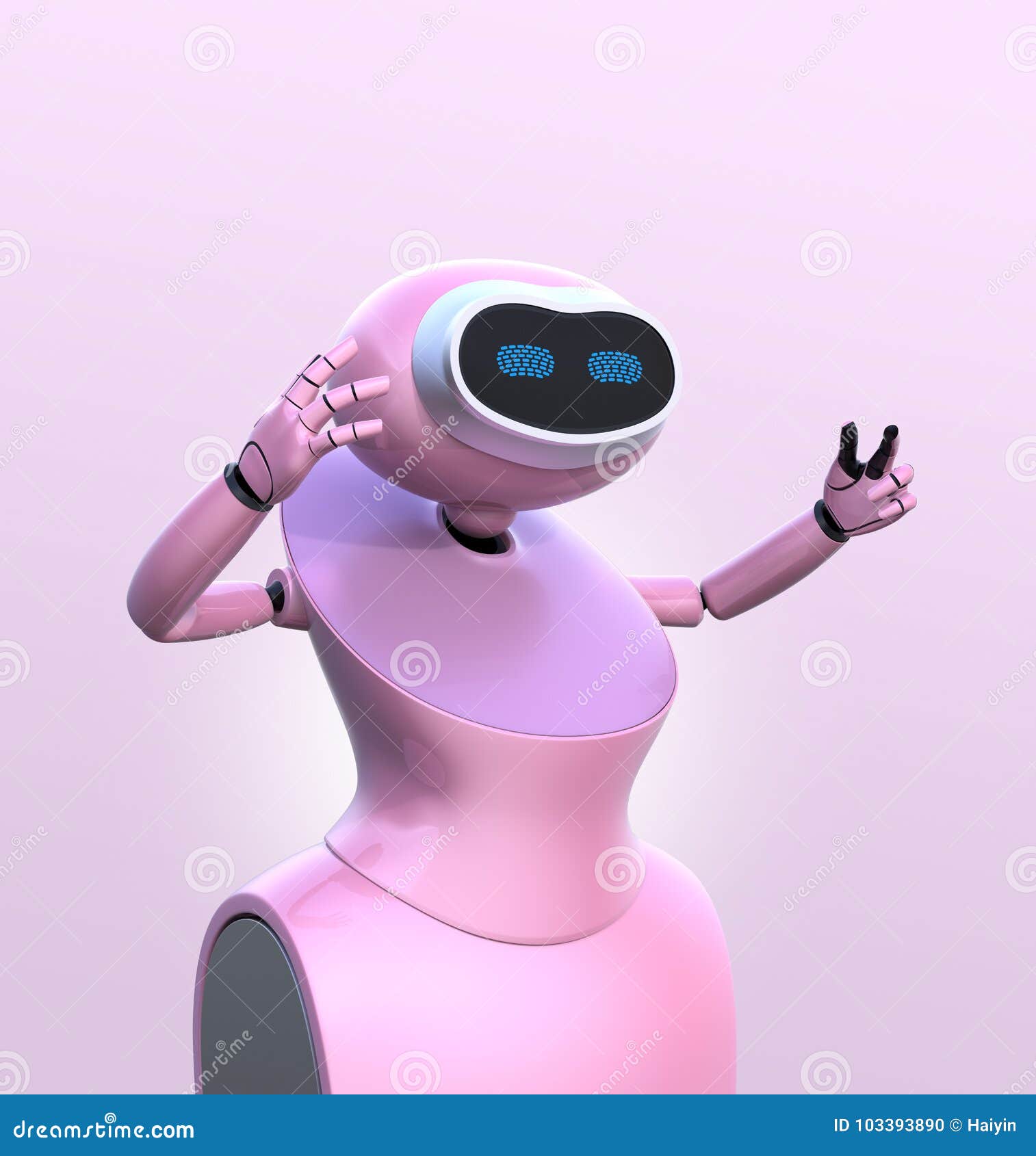 Humanoid Robot on Pink Background Stock Illustration - Illustration of ...