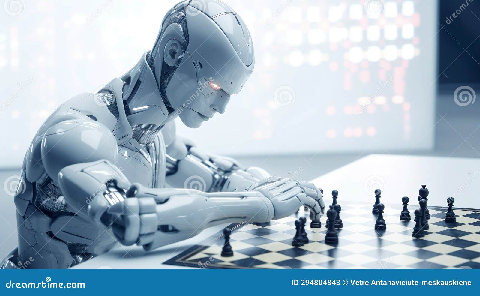 Humanoid Robot is Playing Chess. Artificial Intelligence Concept Stock ...