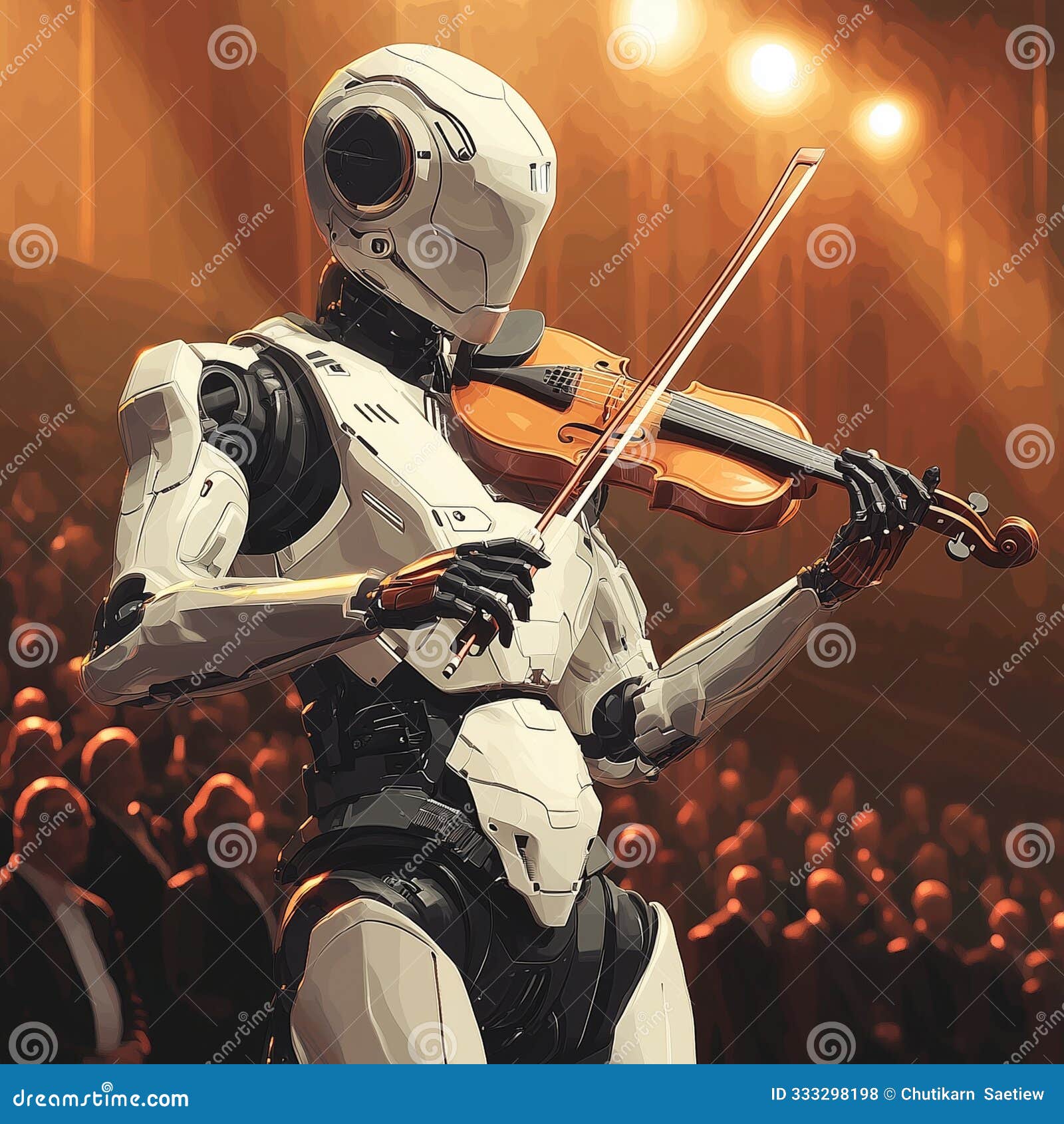 Humanoid Robot Playing Violin at Concert Hall, AI Generated Stock ...
