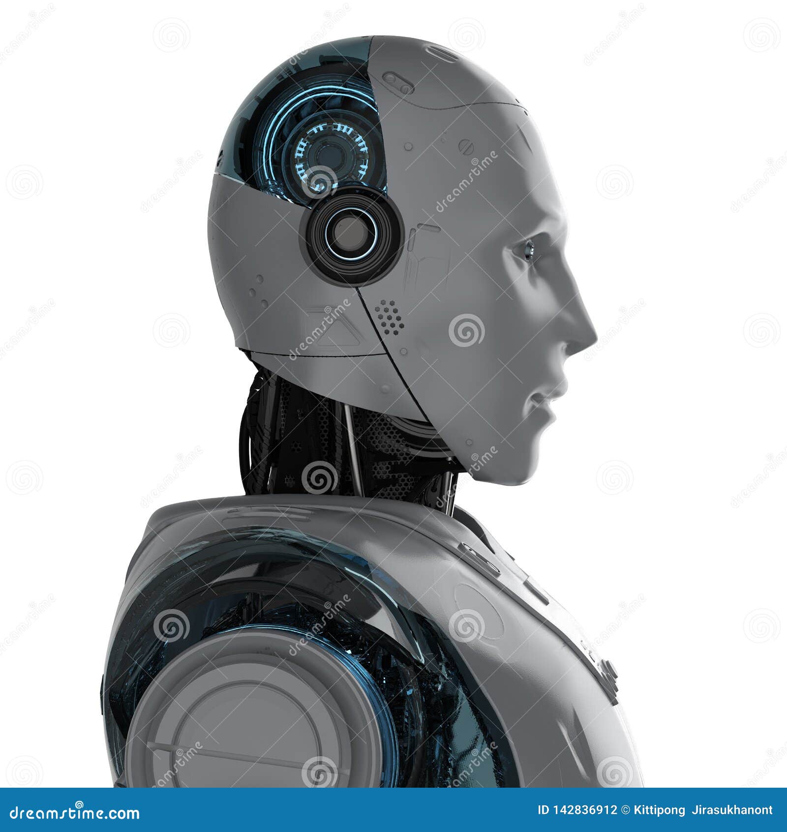 Humanoid robot portrait stock illustration. Illustration of android ...