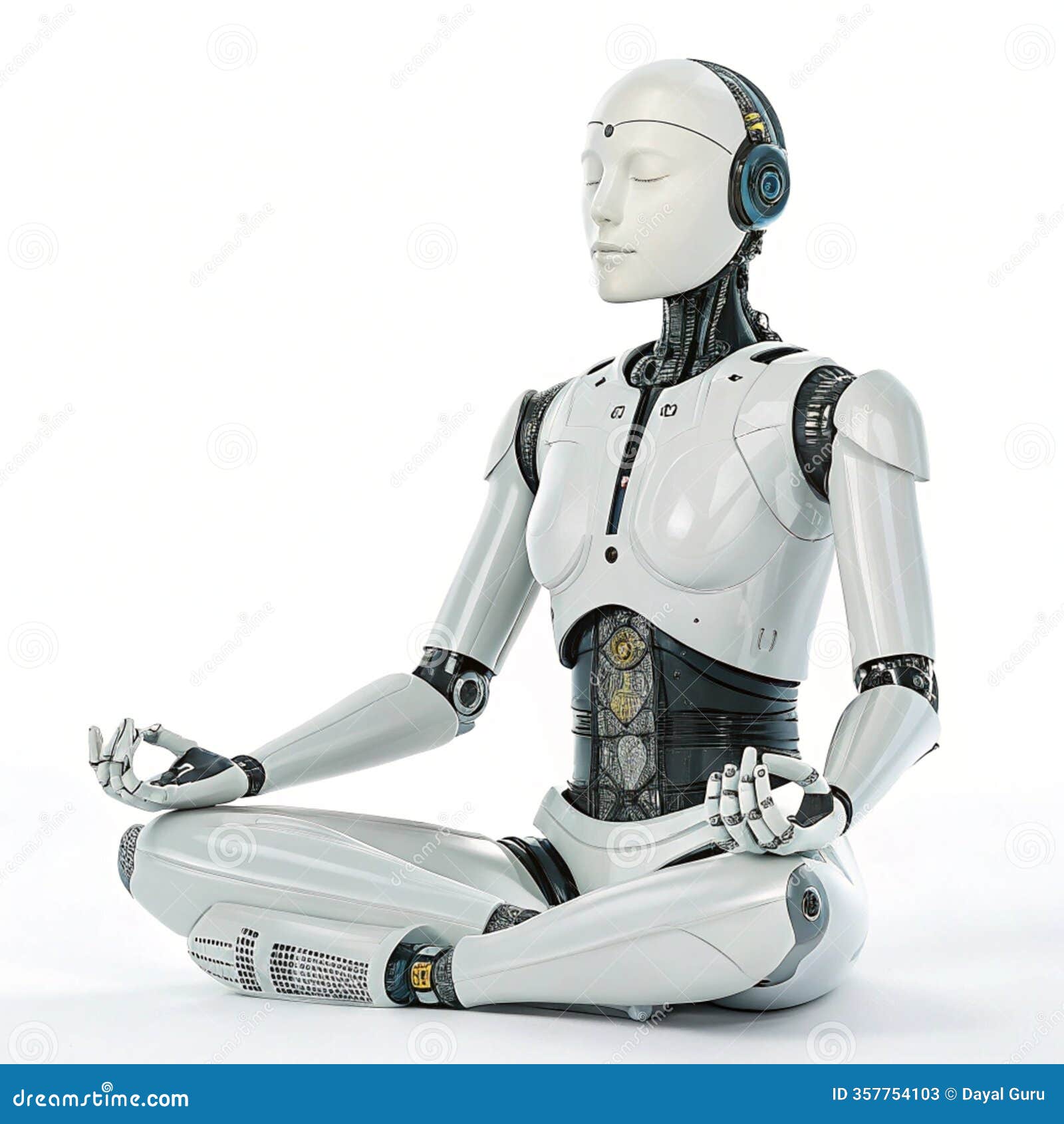 Humanoid Robot Practicing Meditation Stock Illustration - Illustration ...
