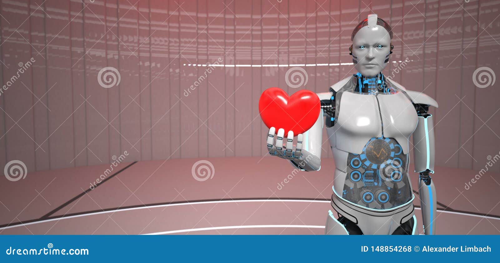 Humanoid Robot Red Heart stock illustration. Illustration of algorithm ...