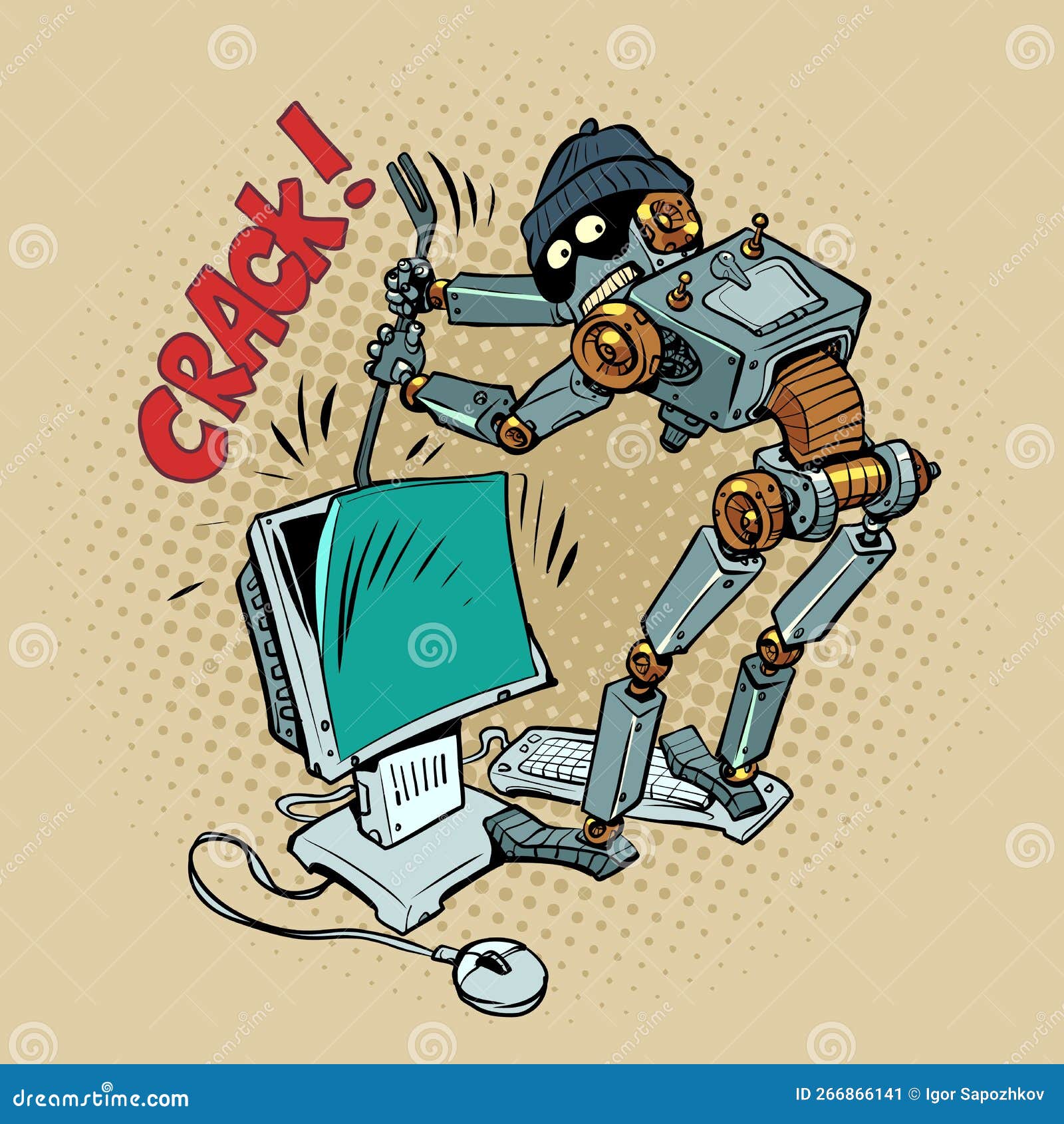 The Humanoid Robot Looks At Its Hand. On A White Background. AI ...