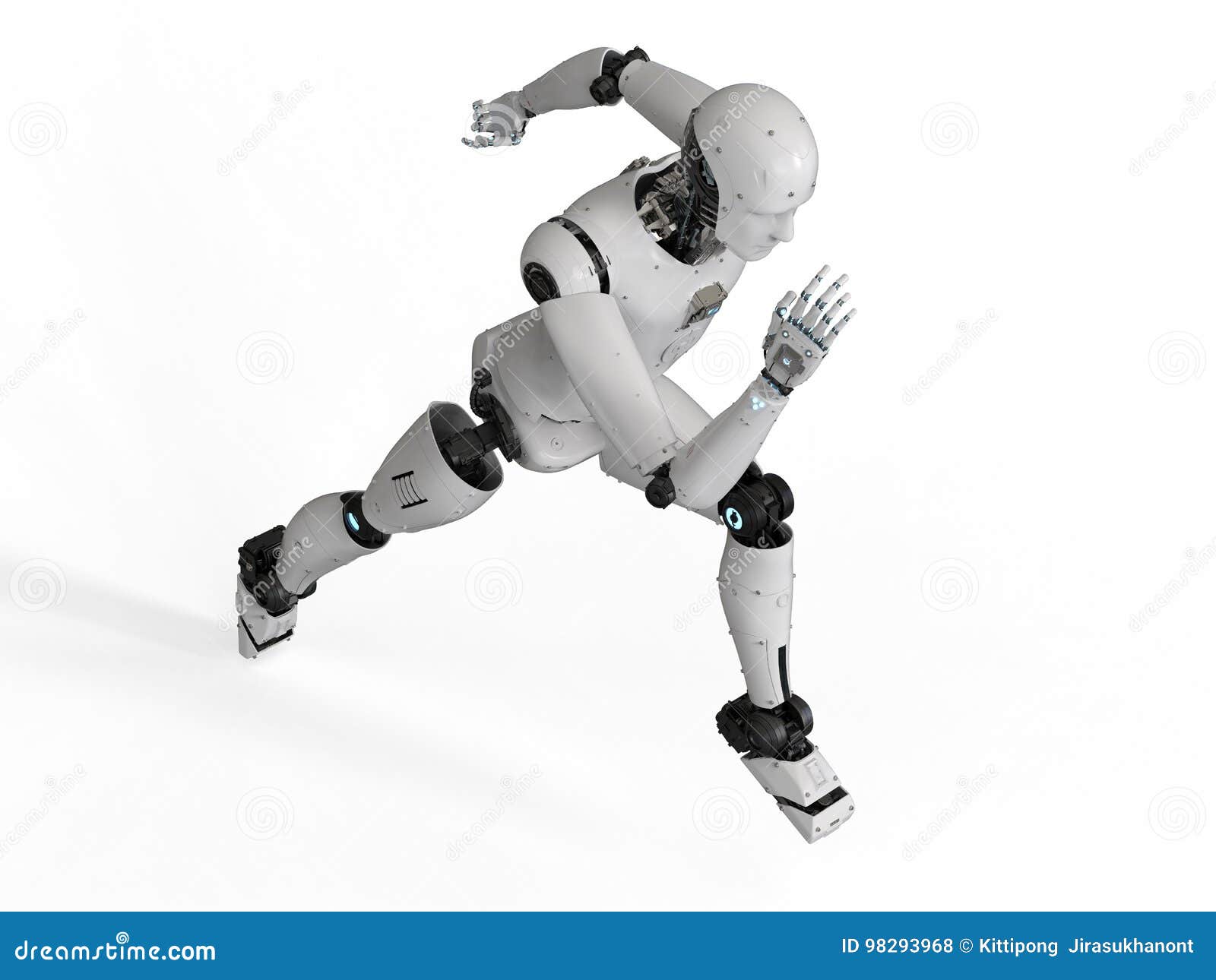 Humanoid robot running stock illustration. Illustration of body - 98293968