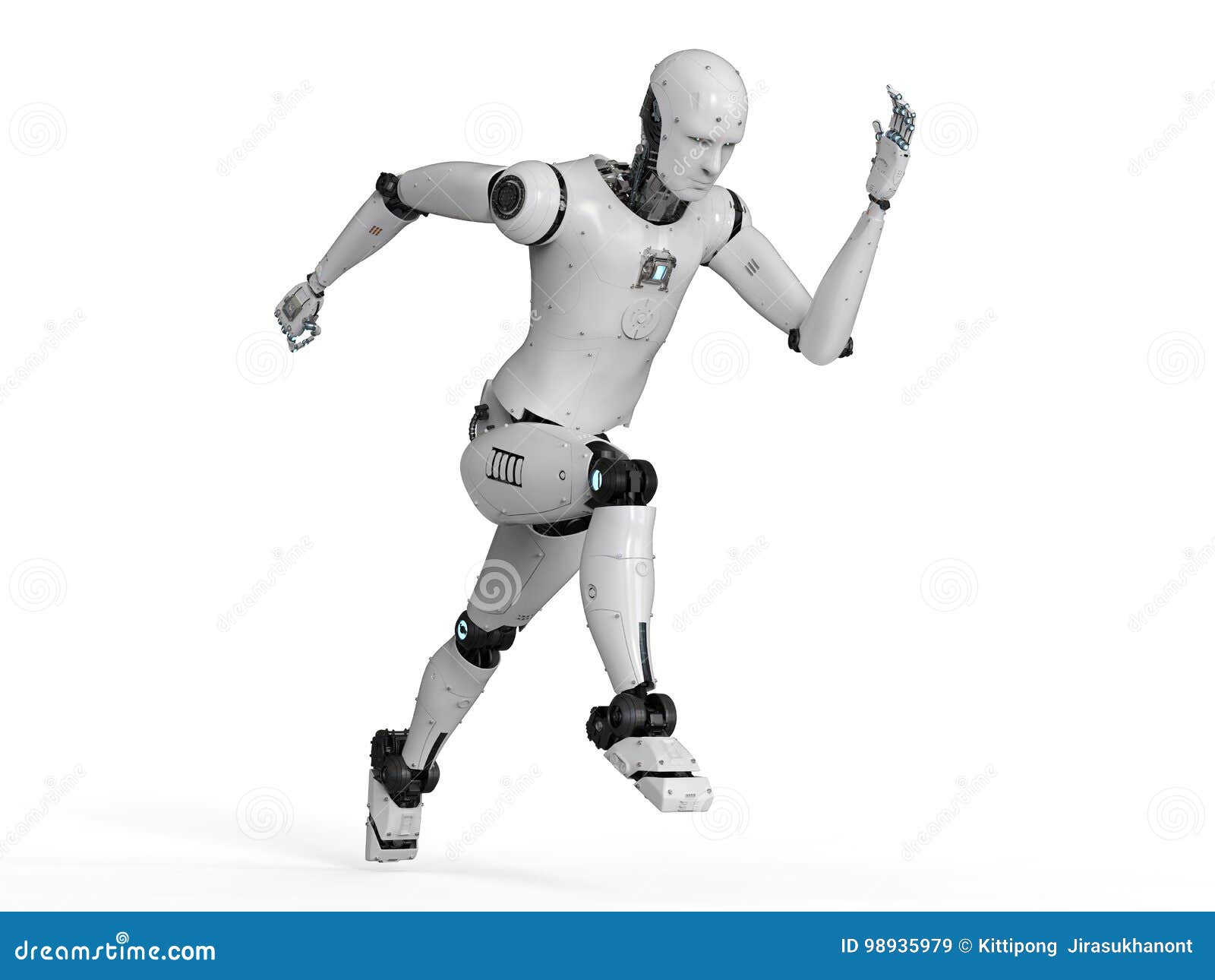 Humanoid robot running stock illustration. Illustration of competitive ...