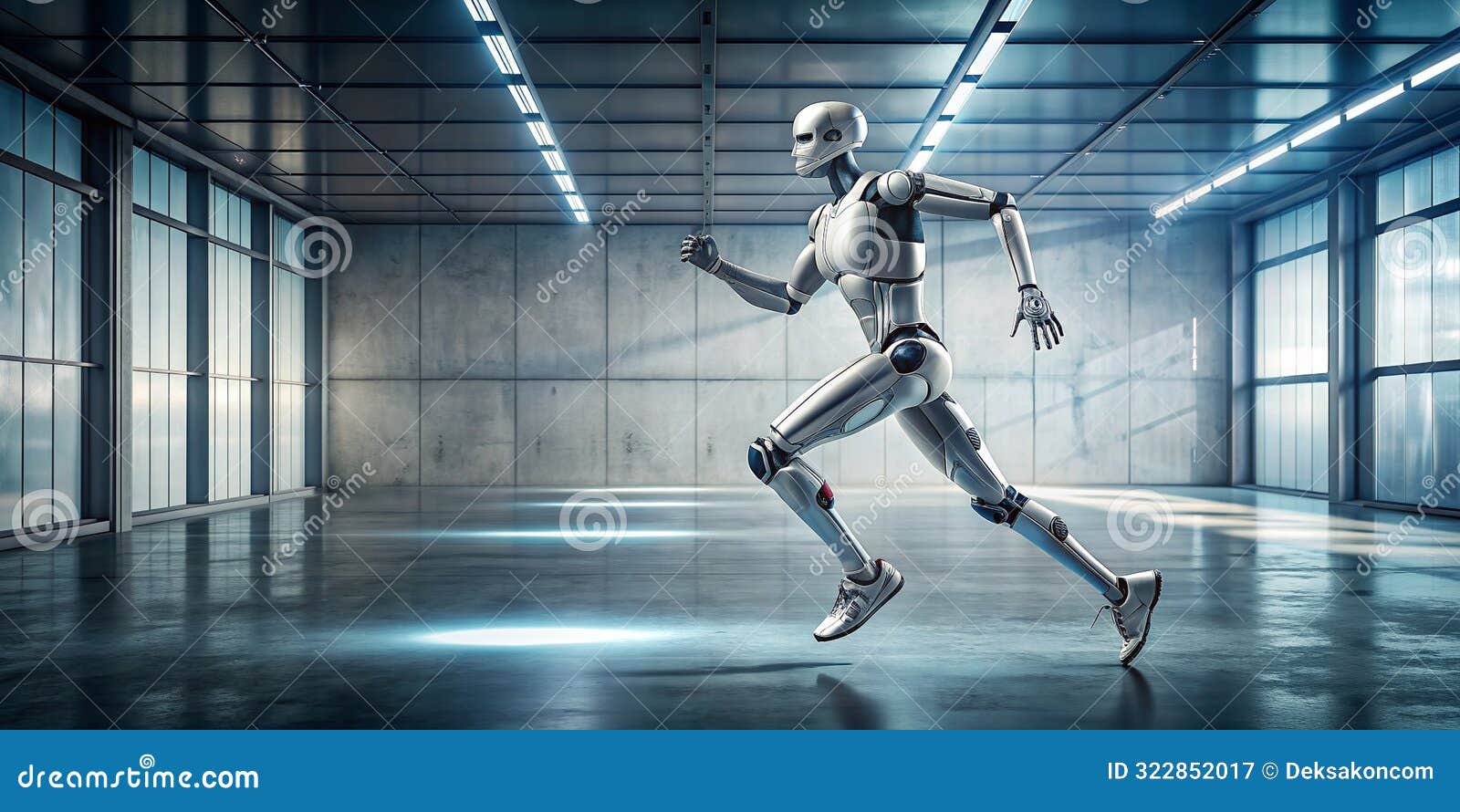 Humanoid Robot Running in Empty Abstract Space AI-Created Content Stock Illustration ...