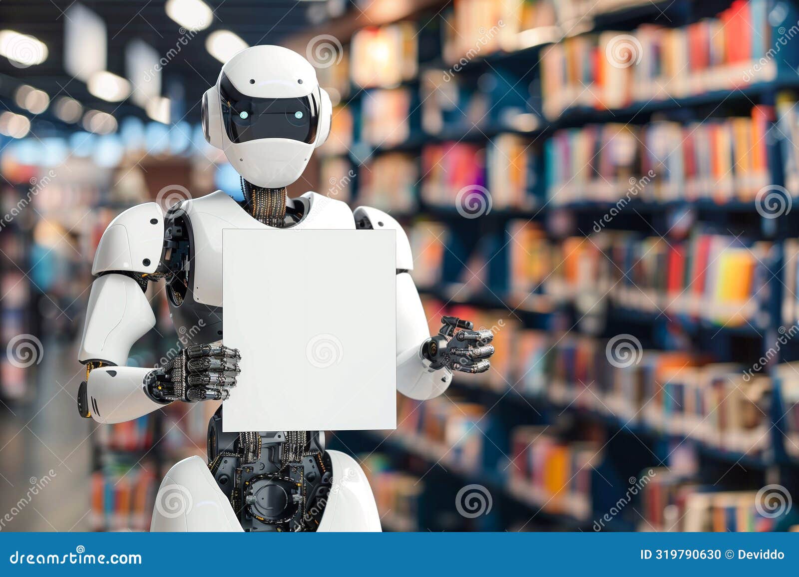 Humanoid robot with a sign stock illustration. Illustration of head ...
