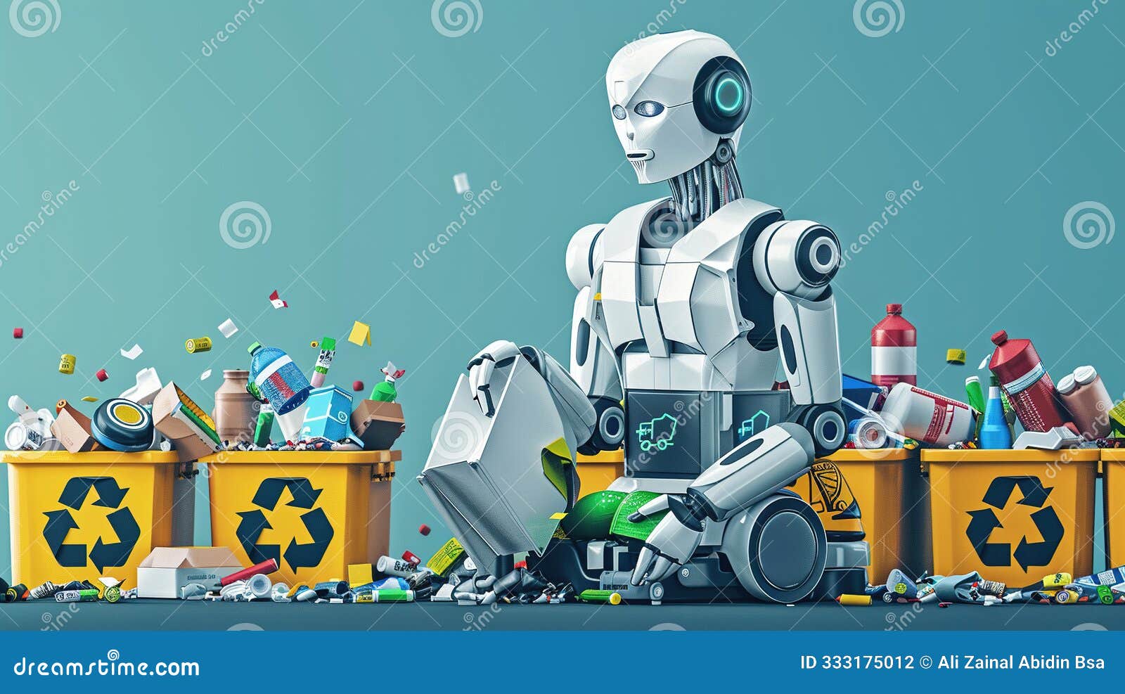 Robot Disposing Of Smoke Bombs On A Colorful Background.Bomb Disposal ... Robot Disposing Of Smoke Bombs On A Colorful Background.Bomb Disposal ...