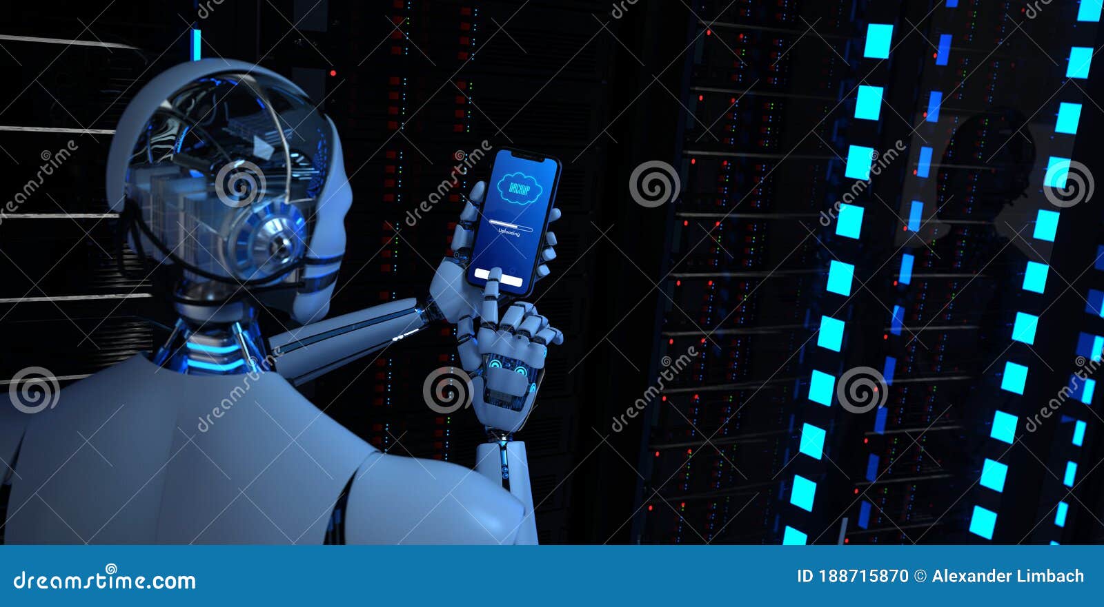 Humanoid Robot Smartphone Data Center Backup Stock Photo - Image of ...