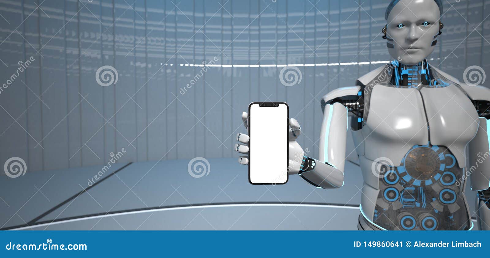 Humanoid Robot Smartphone stock illustration. Illustration of ...