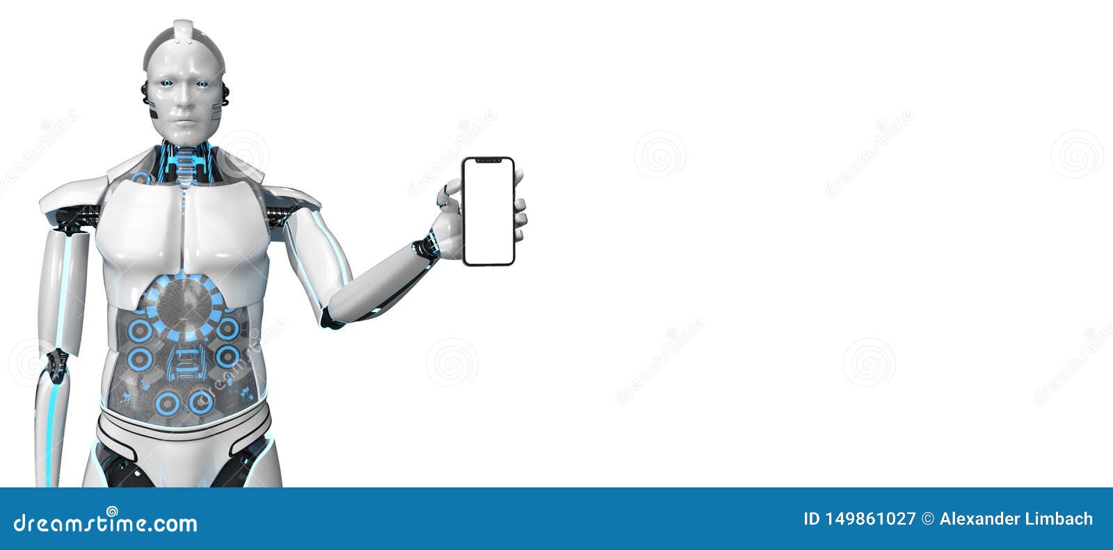 Humanoid Robot Smartphone stock illustration. Illustration of ...