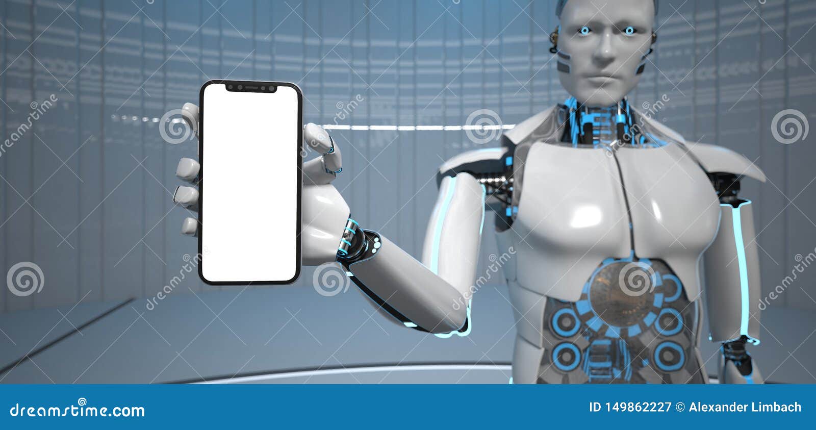 Humanoid Robot Smartphone stock illustration. Illustration of ...
