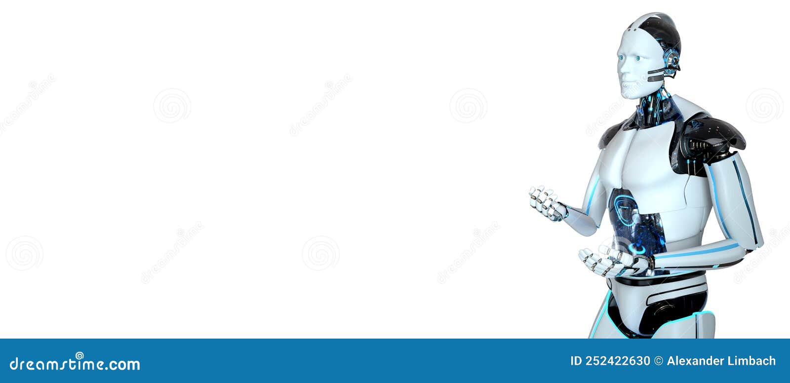Humanoid Robot Speaker White Header Stock Illustration - Illustration ...