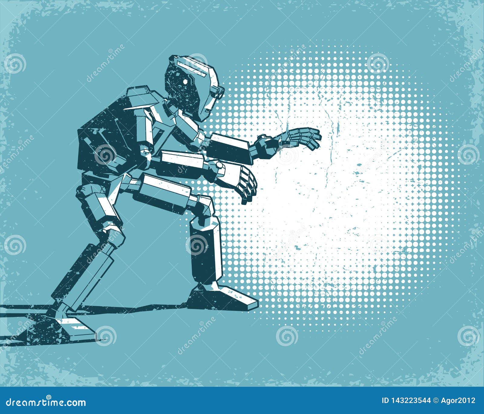 Humanoid Robot and Spot Light - Vintage Retro Poster Stock Vector ...