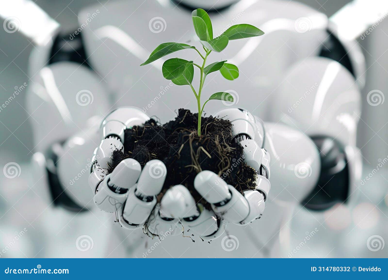 Humanoid robot with sprout stock illustration. Illustration of social ...