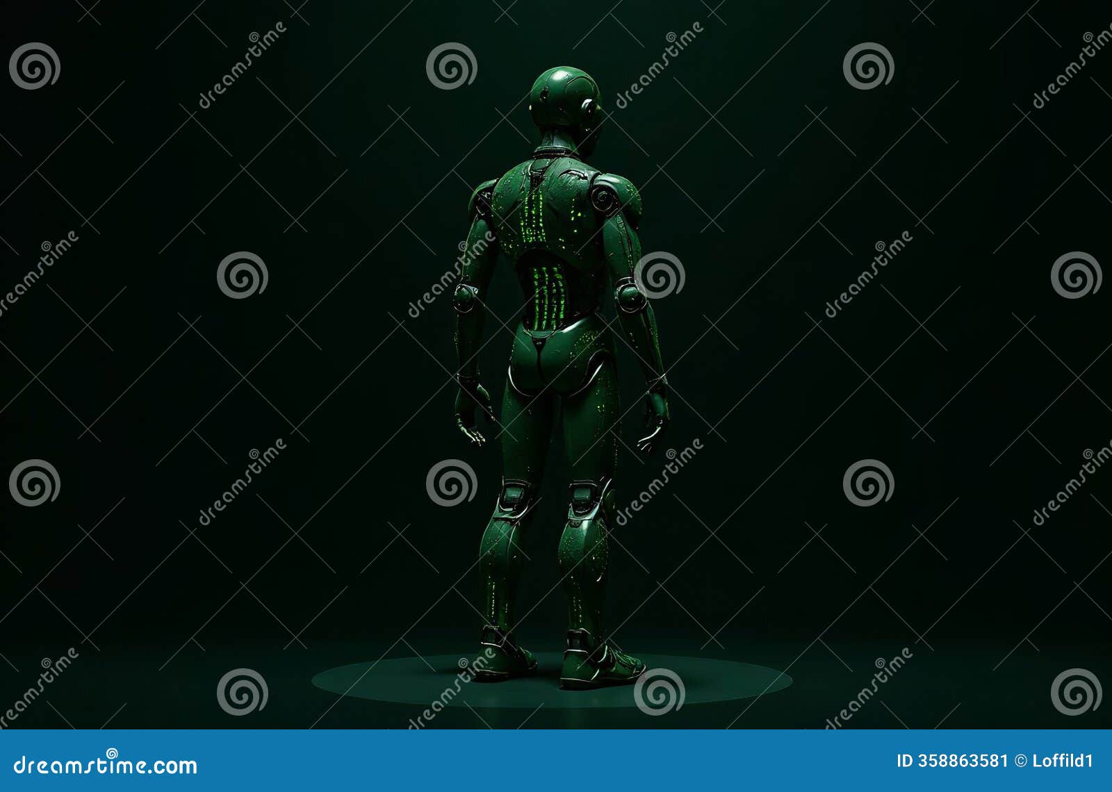 Humanoid Robot Stands in Full Height on Black Background. AI Generative ...