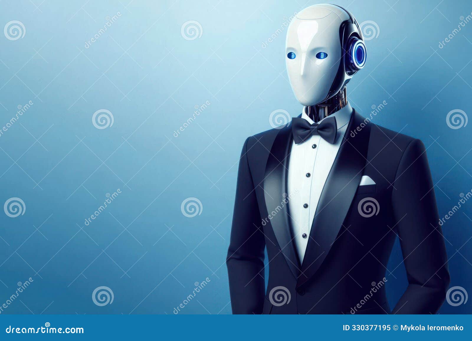 A Humanoid Robot in a Suit. Space for Text. Stock Image - Image of ...