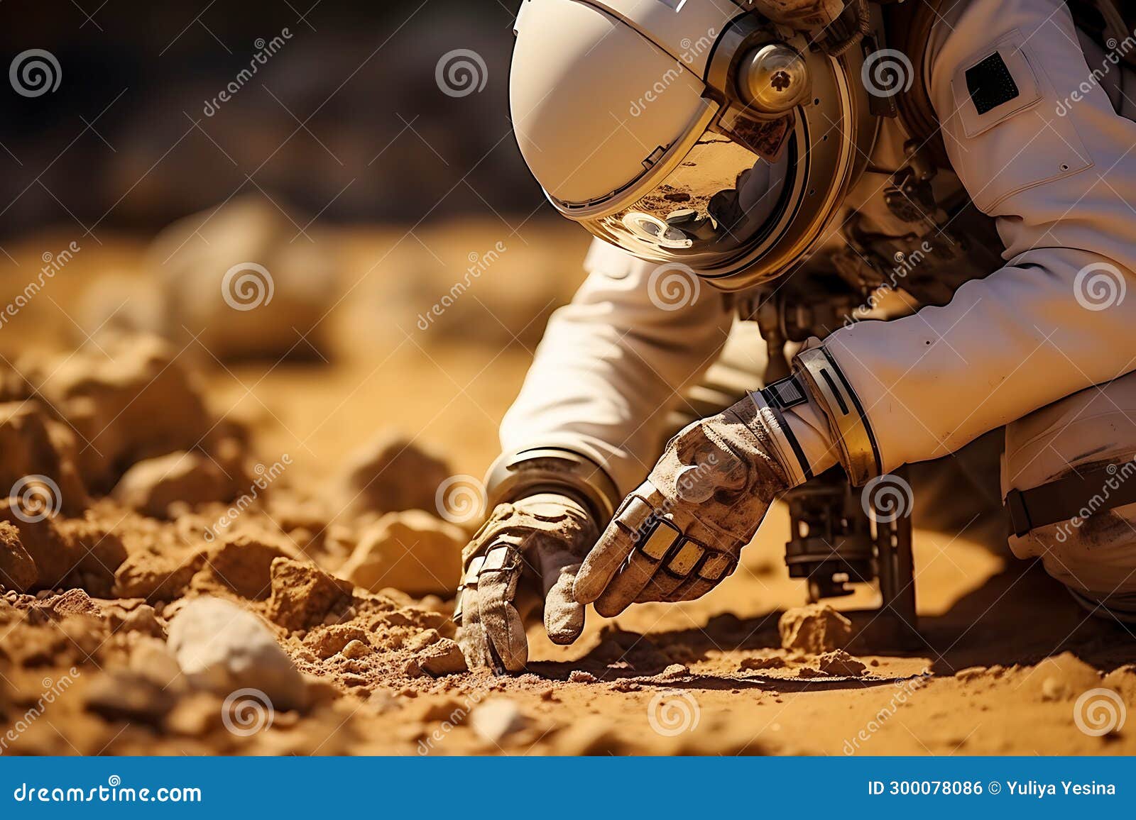 A Humanoid Robot Takes Soil Samples on the Planet Mars Stock Photo ...
